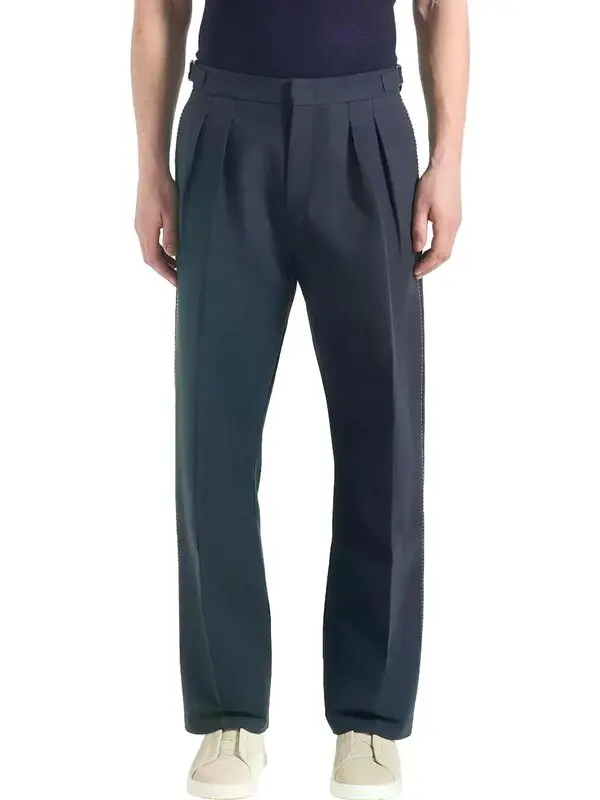 Manière De Voir Nolan Twin-pleat Stitch-detail Trousers - Black
