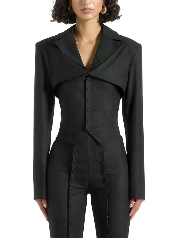Manière De Voir Lise Cropped Blazer Set - Black