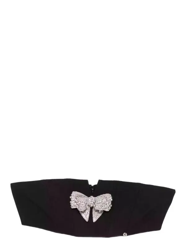 NISSA Bow-embellished Bustier Top - Black