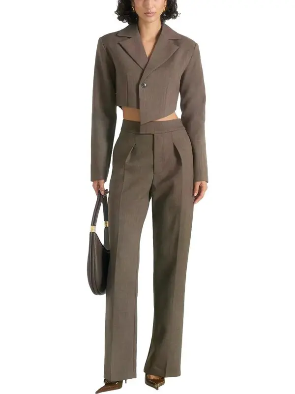 Manière De Voir Asymmetric Tailored Cropped Blazer - Brown