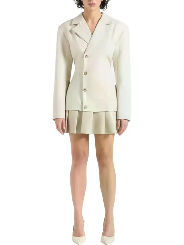 Manière De Voir Tailored Blazer Dress With Pleated Skirt - Neutrals