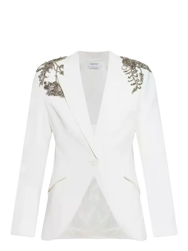 Alexander McQueen Embellished Shoulder Blazer - White