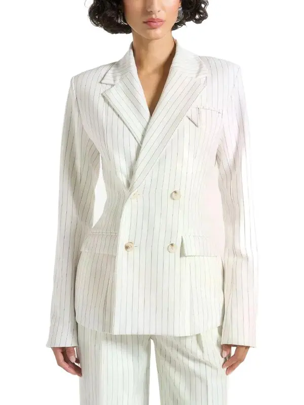 Manière De Voir Maia Pinstripe Double-breasted Blazer - White