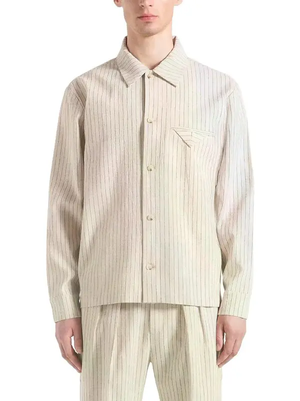 Manière De Voir Leo Pinstripe Overshirt - Neutrals
