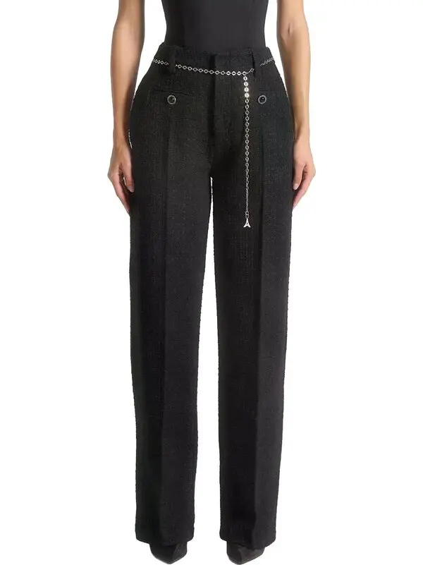 Manière De Voir Nathalie Belted Tweed Trousers - Black