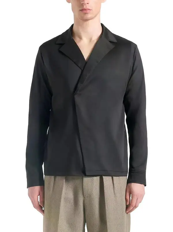 Manière De Voir Alban Double-breasted Satin Shirt - Black