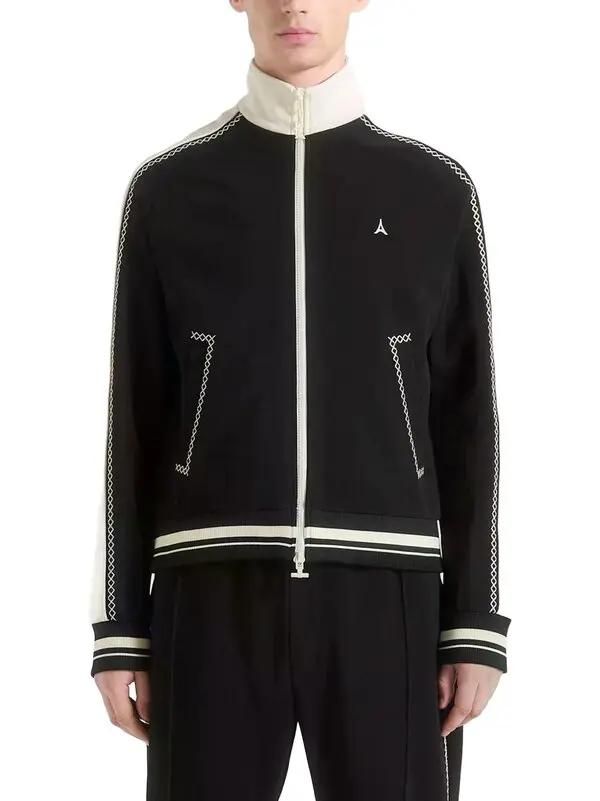 Manière De Voir Contrast-whipstitch Raglan Track Jacket - Black