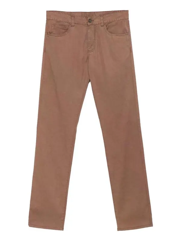 Canali Twill Trousers - Brown