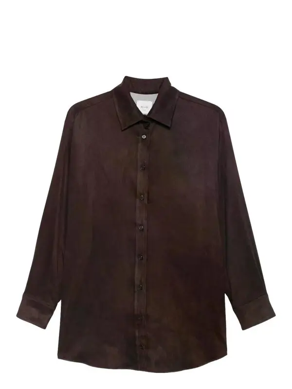 ALYSI Long Sleeve Button-down Shirt - Brown