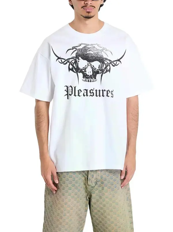 PLEASURES Skull-graphic T-shirt - White