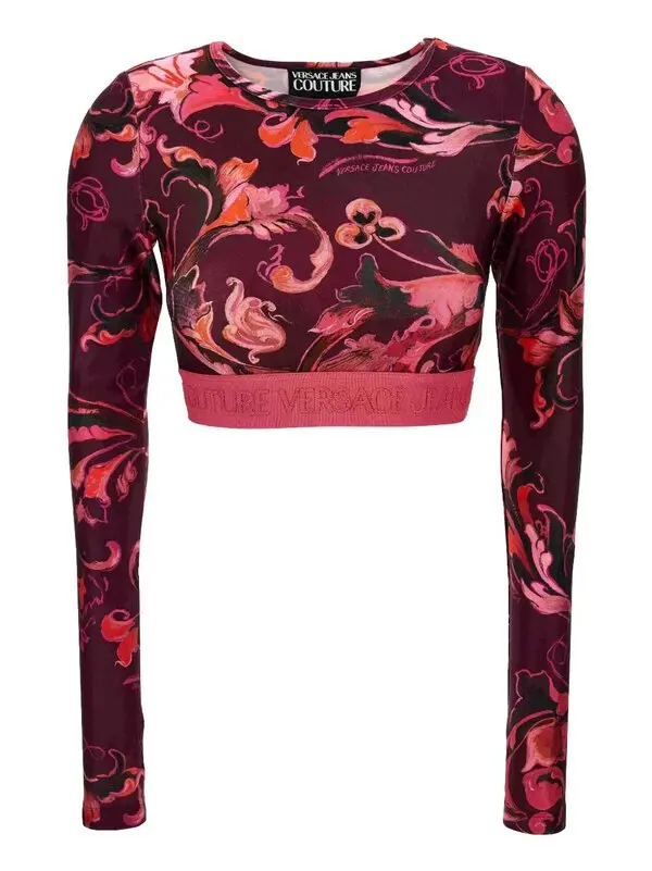 Versace Baroque-print Long-sleeve Top - Pink