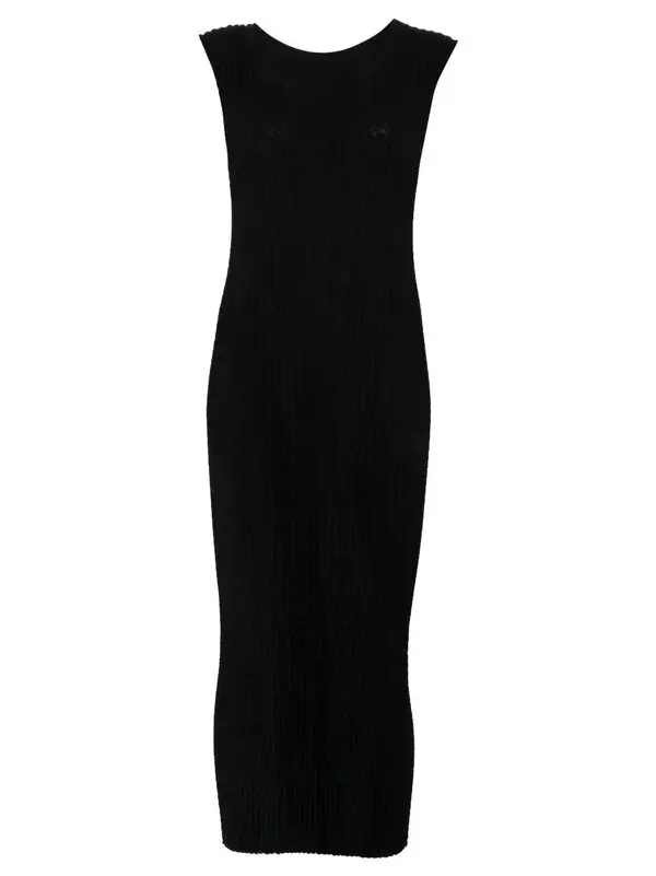 Issey Miyake Ribbed Sleeveless Midi Dress - Black