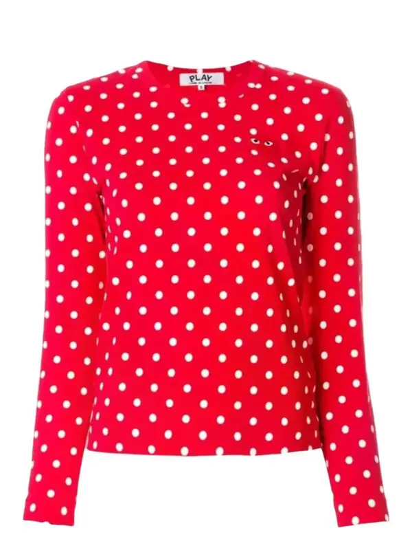 Play Comme Des Garcon Polka Dot Heart Logo T-shirt - Red