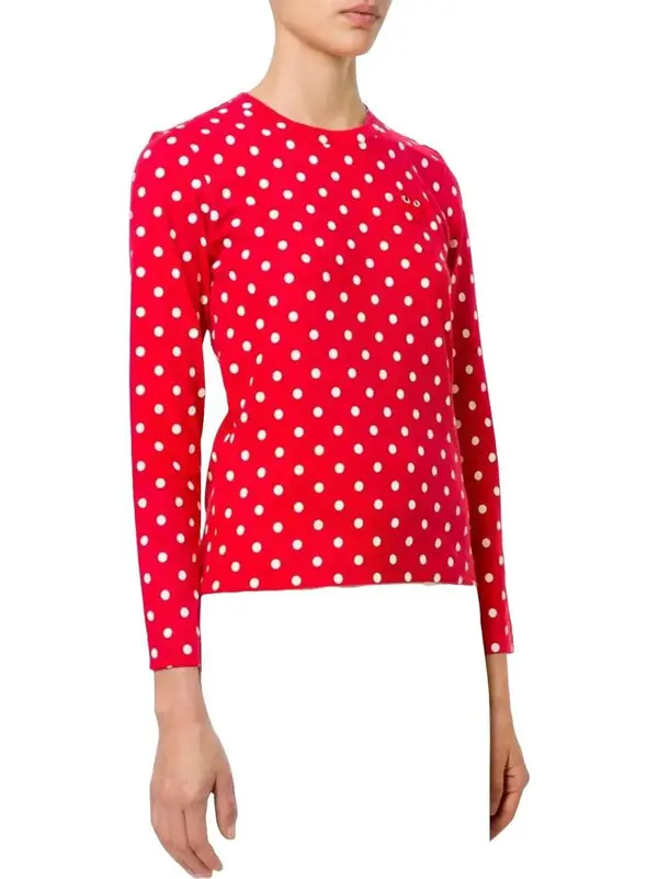 Play Comme Des Garcon Polka Dot Heart Logo T-shirt - Red