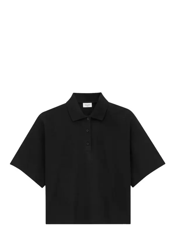 Saint Laurent Cassandre-embroidered Polo Shirt - Black