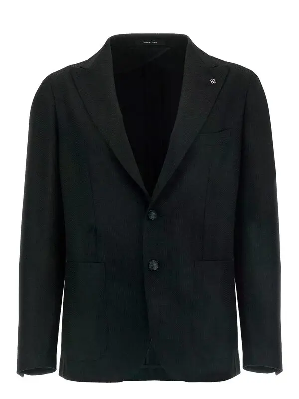Tagliatore Textured Peak-lapel Blazer - Black