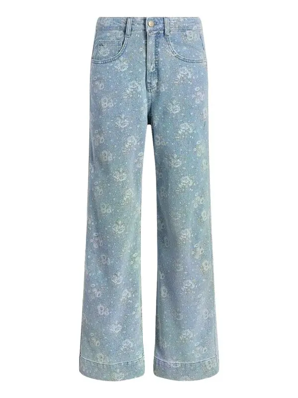 Cinq À Sept Floral-print Jeans - Blue