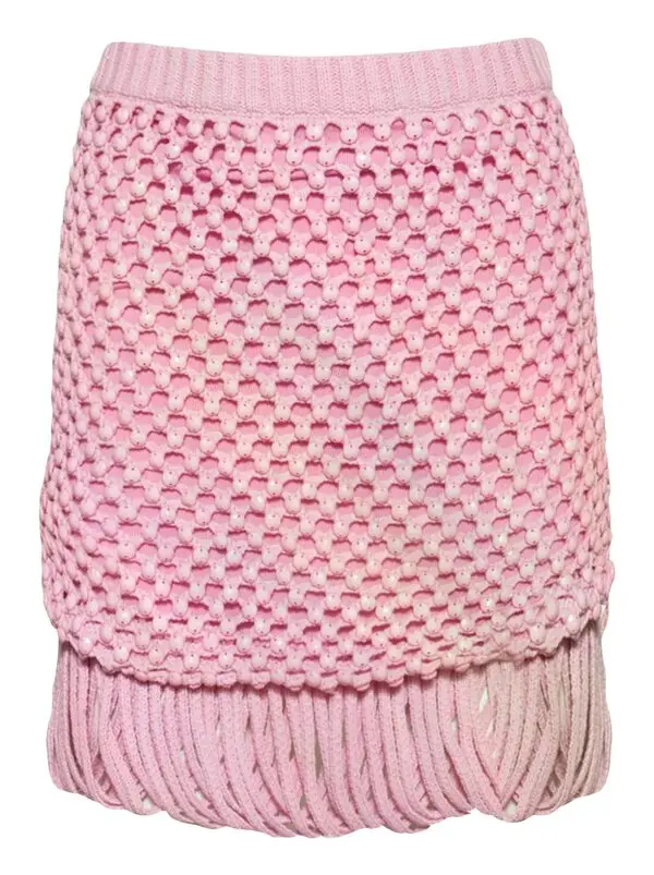 DIOTIMA Fringe Knitted Mini Skirt - Pink
