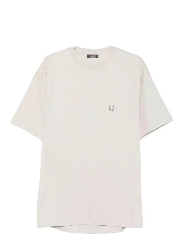 MUGLER Embroidered Cotton T-shirt - Neutrals