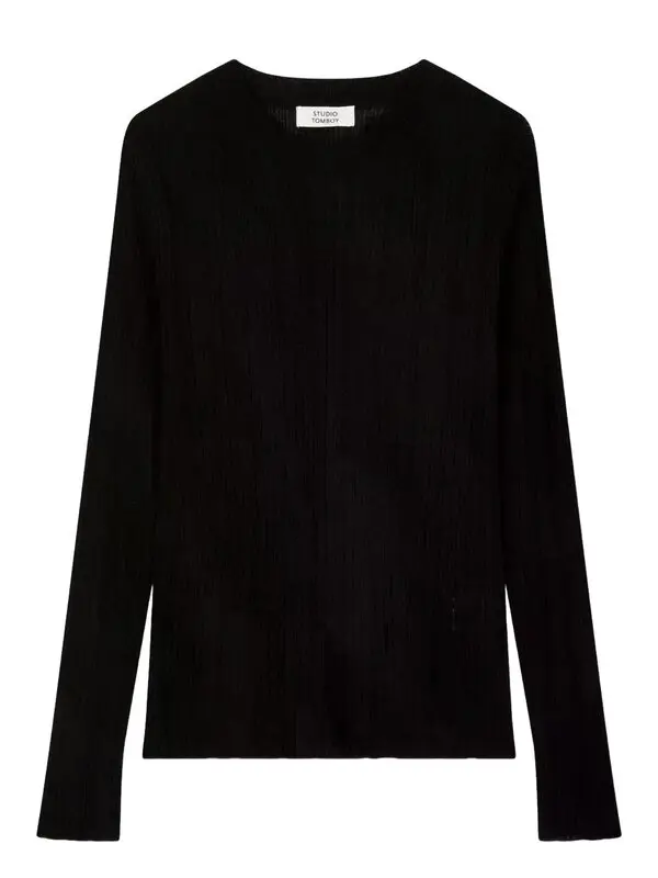 STUDIO TOMBOY Ribbed Long-sleeve Sweater - Black