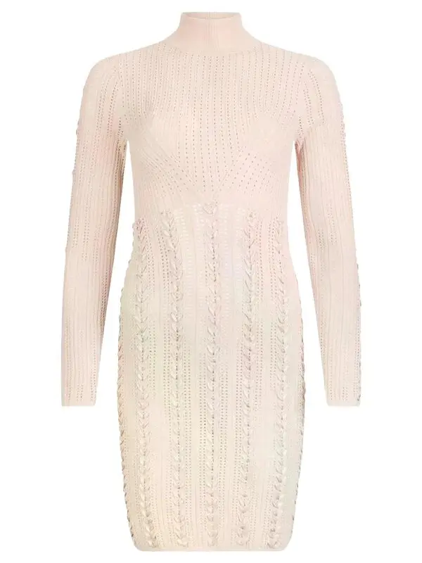 Liu Jo Braided-detail Turtleneck Mini Dress - Pink