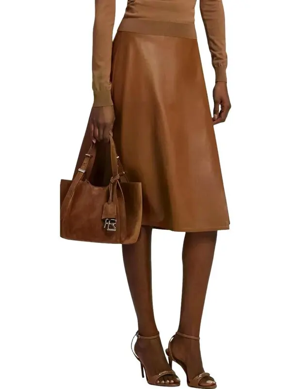 Ralph Lauren Jackeline Leather Skirt - Brown