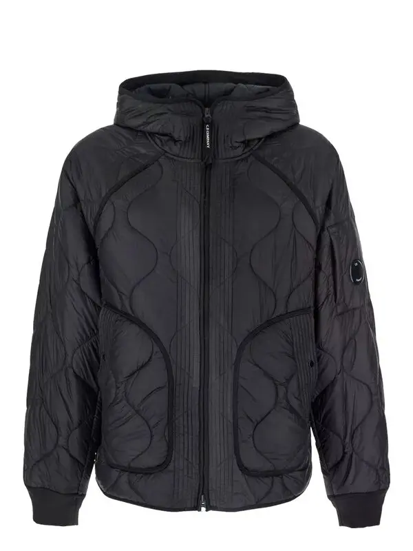 C.P. COMPANY Quilted Hooded Jacket - Black