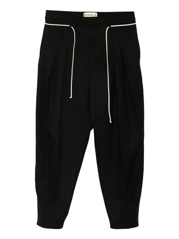 MORDECAI Pleated Drawstring Trousers - Black