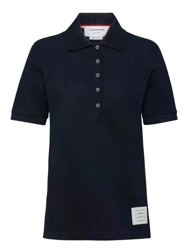 Thom Browne Four-bar Striped Polo Top - Black