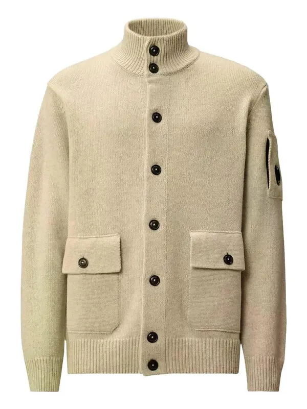 C.P. COMPANY High-neck Buttoned Cardigan - Neutrals