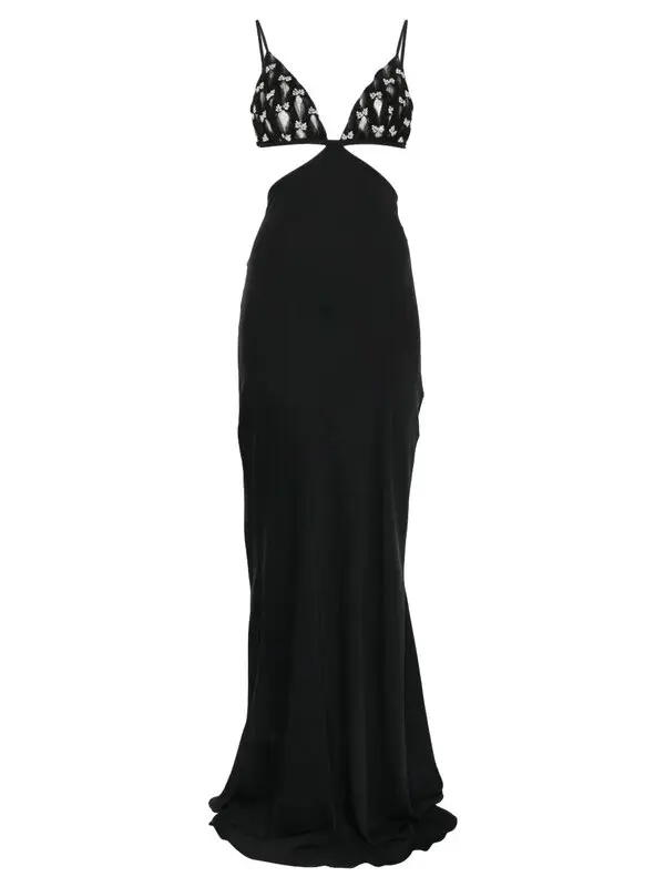 NISSA Embellished Cut-out Maxi Dress - Black