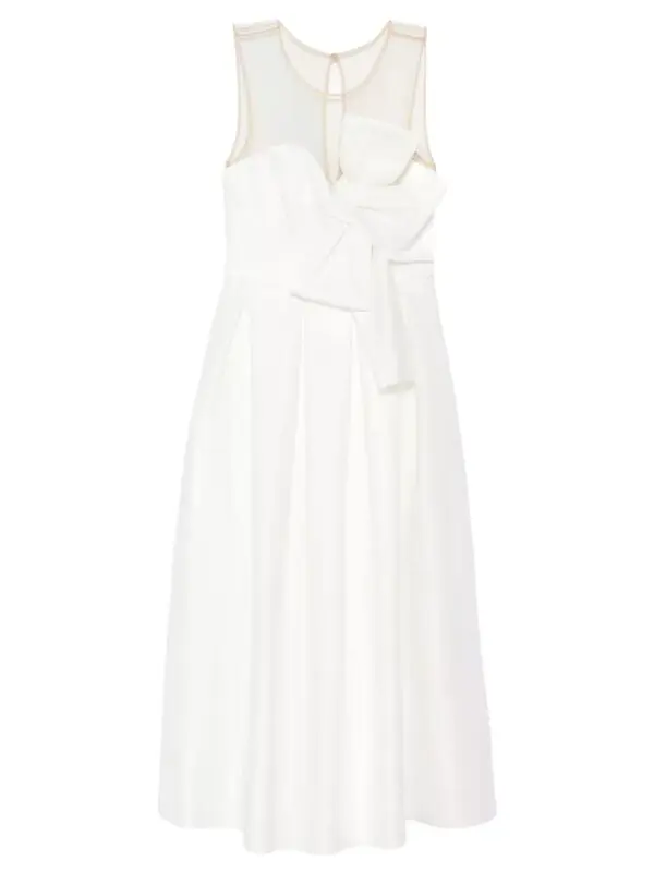 NISSA Bow-detail Midi Dress - White
