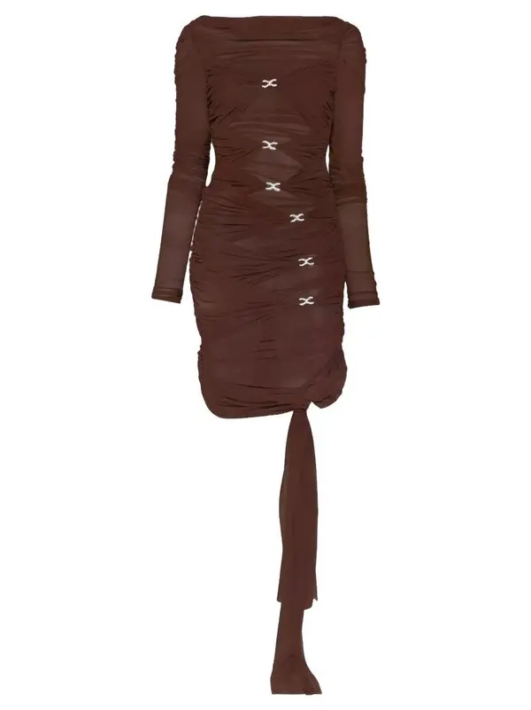 Mach & Mach Crystal-embellished Draped Dress - Brown