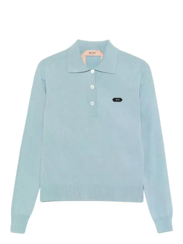 N°21 Button-fastening Polo Top - Blue