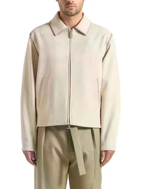 Manière De Voir Boxy Twill Jacket - Neutrals