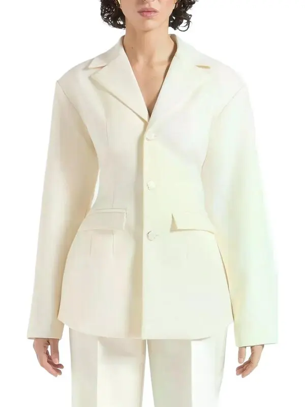 Manière De Voir Wide-shoulder Belted-waist Blazer - Neutrals