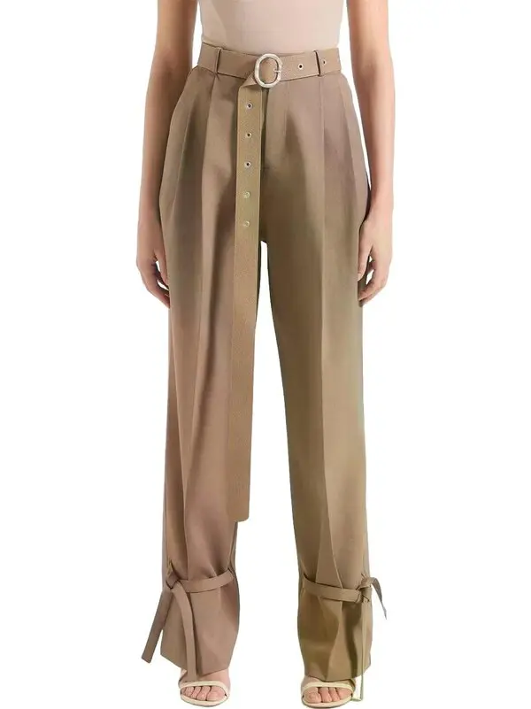 Manière De Voir Oversized Belted Tailored Trousers - Neutrals