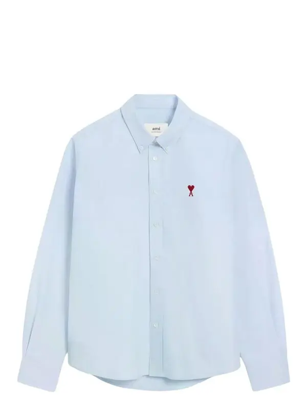 Ami Logo-embroidered Cotton Shirt - Blue