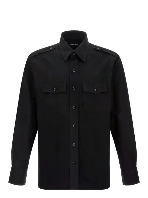 TOM FORD Cuffed-sleeve Pocket Shirt - Black