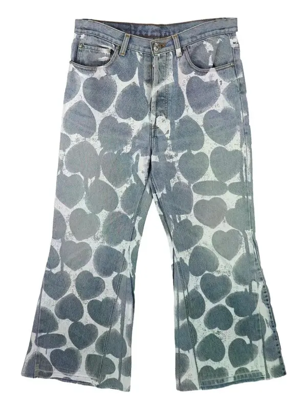 Readymade Heart-printed Jeans - Blue