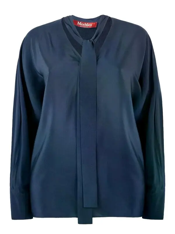 Max Mara Tie-neck Long-sleeve Shirt - Blue