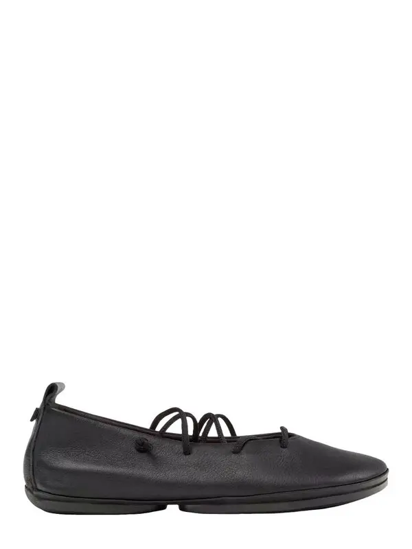 Camper Leather Lace-up Ballerinas - Black