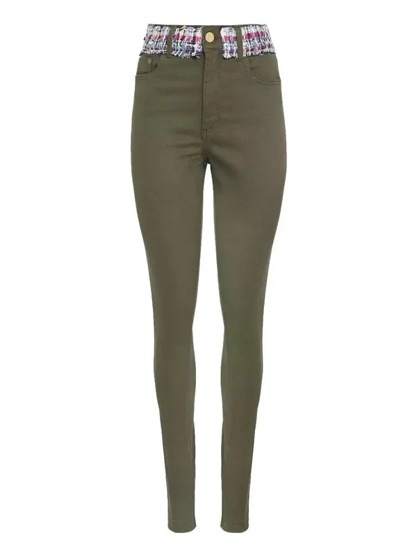 LETHICIA BRONSTEIN Tweed-waistband Skinny Pants - Green