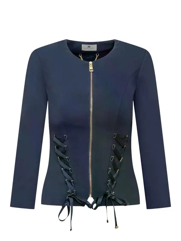 Elisabetta Franchi Lace-up Jacket - Blue