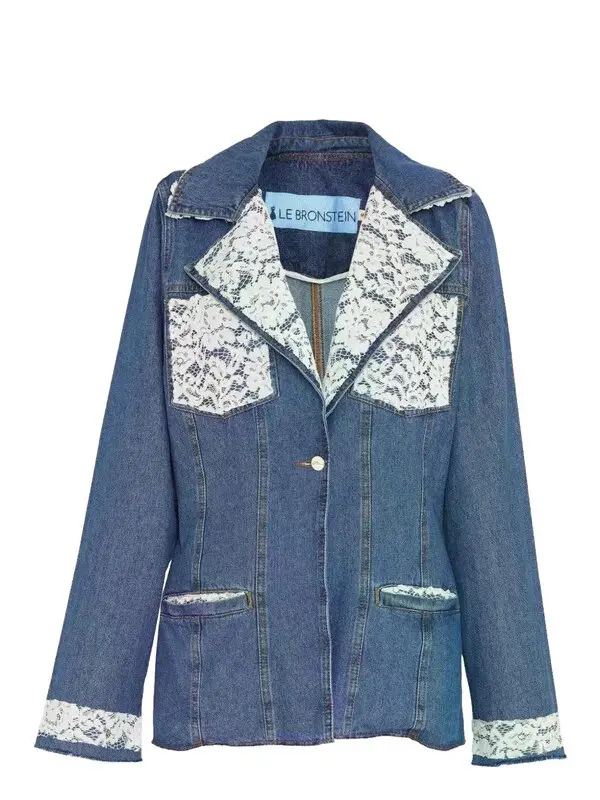 LETHICIA BRONSTEIN Lace-trimmed Denim Jacket - Blue