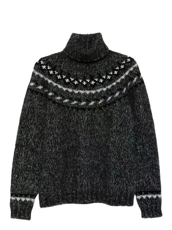 P.a.r.o.s.h Laila High-neck Patterned Sweater - Grey