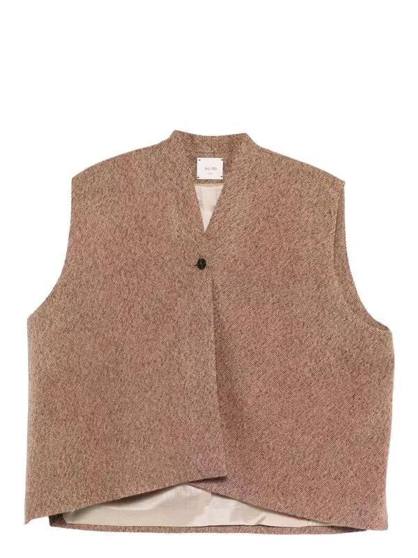 ALYSI Textured Button Vest - Brown