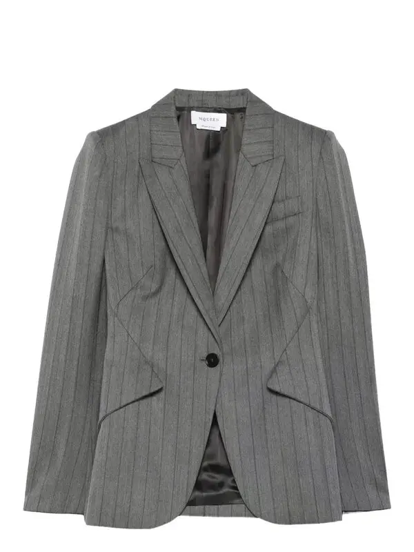 Alexander McQueen Pinstripe Single-breasted Jacket - Grey
