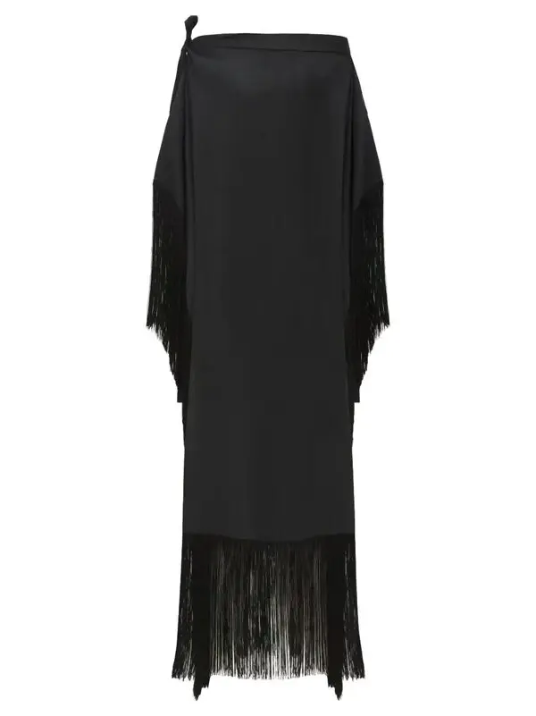 TALLER MARMO Aarons Off-shoulder Fringed Midi Dress - Black