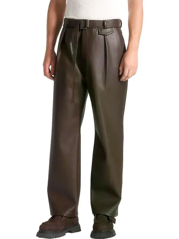 Manière De Voir Serge Relaxed-fit Faux-leather Trousers - Brown